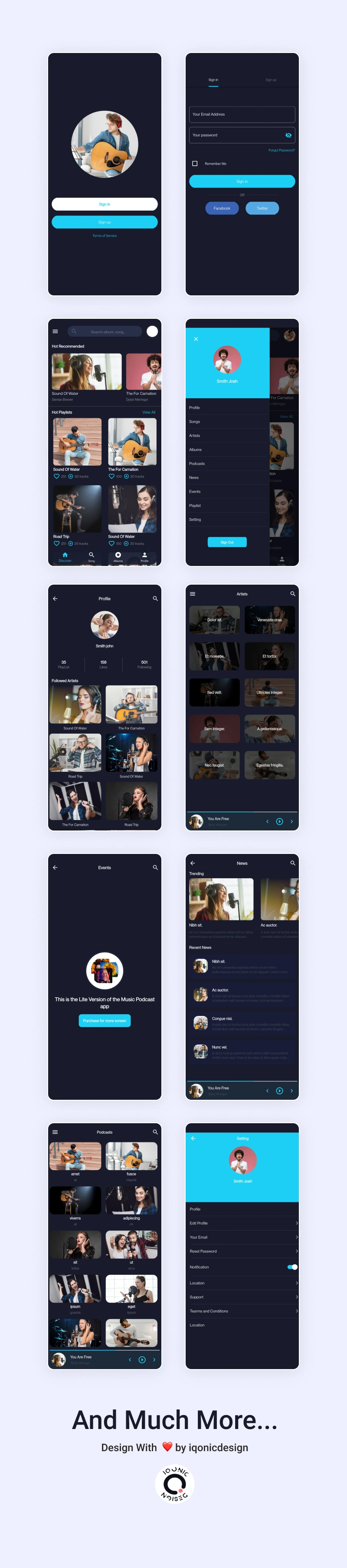 Flutter UI Kit Free for Music Podcast App | Music Podcast App | Iqonic